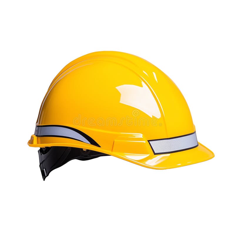 Bright Yellow Construction Hard Hat with Reflective Stripe Stock Image ...