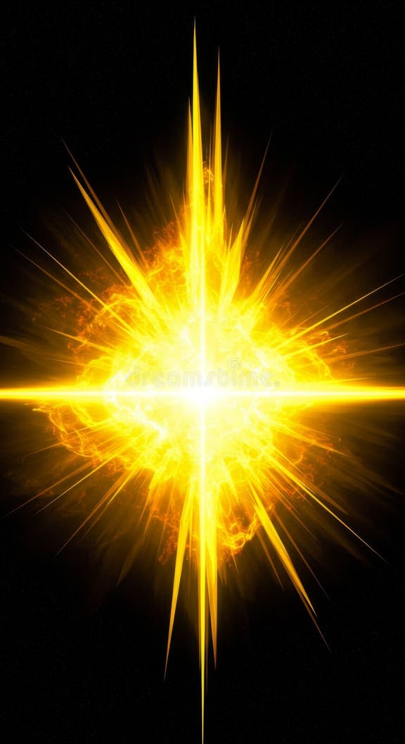 Bright Yellow Cosmic Explosion in Dark Space Stock Illustration ...