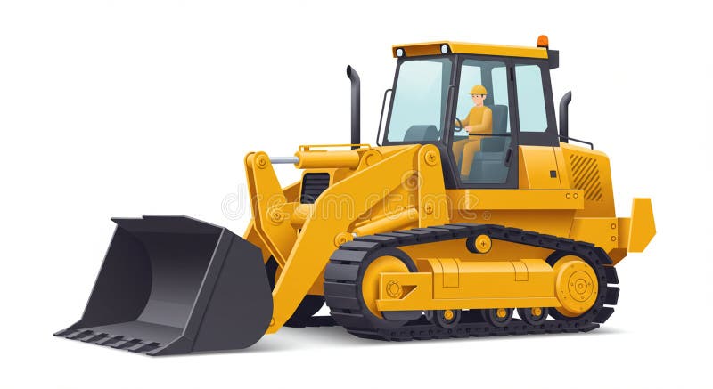 A Bright Yellow Crawler Loader with a Large Bucket Sits on Track-style ...