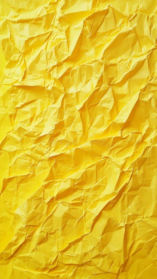 Bright Yellow Crumpled Paper Forms an Abstract Textured Background ...