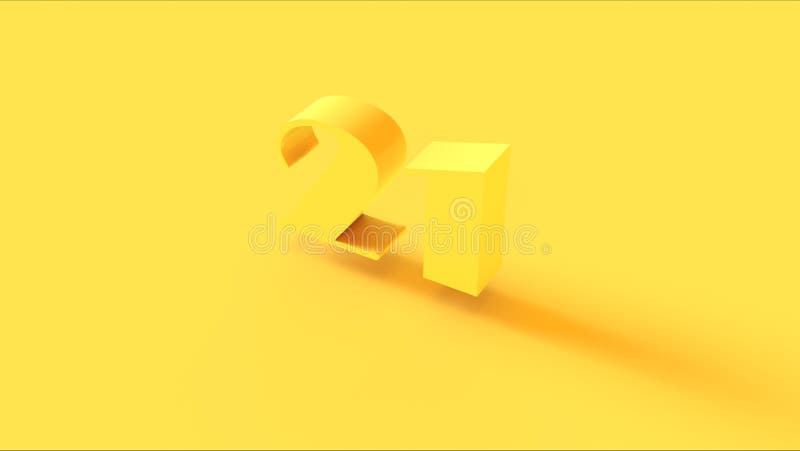 Bright Yellow 3d 21 Sign stock illustration. Illustration of modern ...