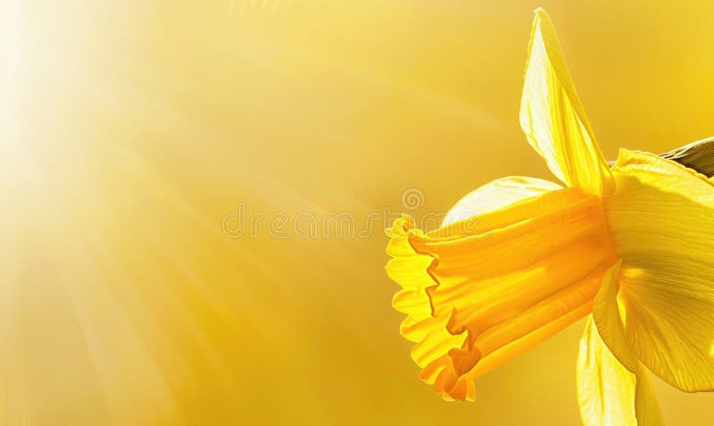 Bright Yellow Daffodil in Full Bloom Against a Sunlit Golden Background ...
