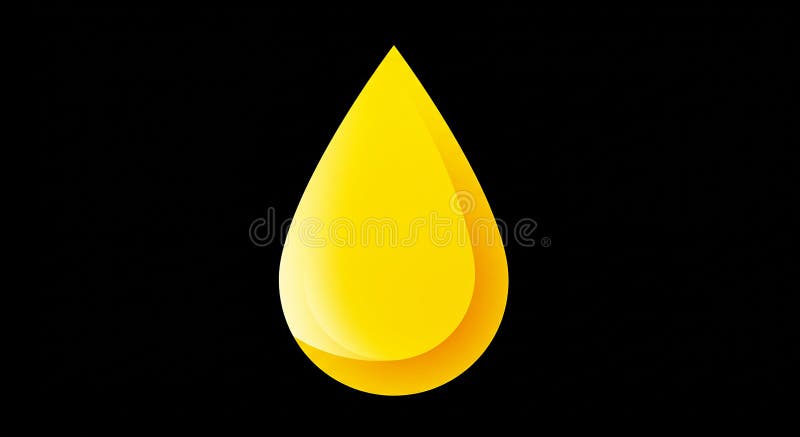 Bright Yellow Droplet Icon Against a Solid Black Background. the ...