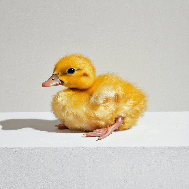 Bright Yellow Duckling Resting Peacefully in a Simple Setting Stock ...