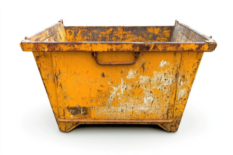 A Bright Yellow Dumpster Sits on a Clean White Floor, Ready for Waste ...