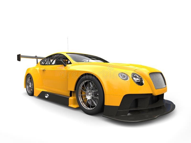 Bright Yellow Supercar - Side View Stock Illustration - Illustration of ...