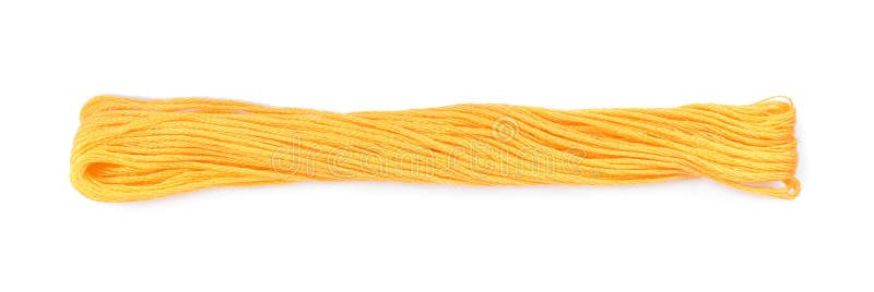 Bright Yellow Embroidery Thread on White Background Stock Image - Image ...