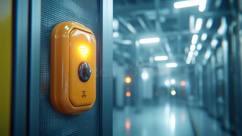 Bright Yellow Emergency Alert Button on Wall in Hallway, Ensuring ...
