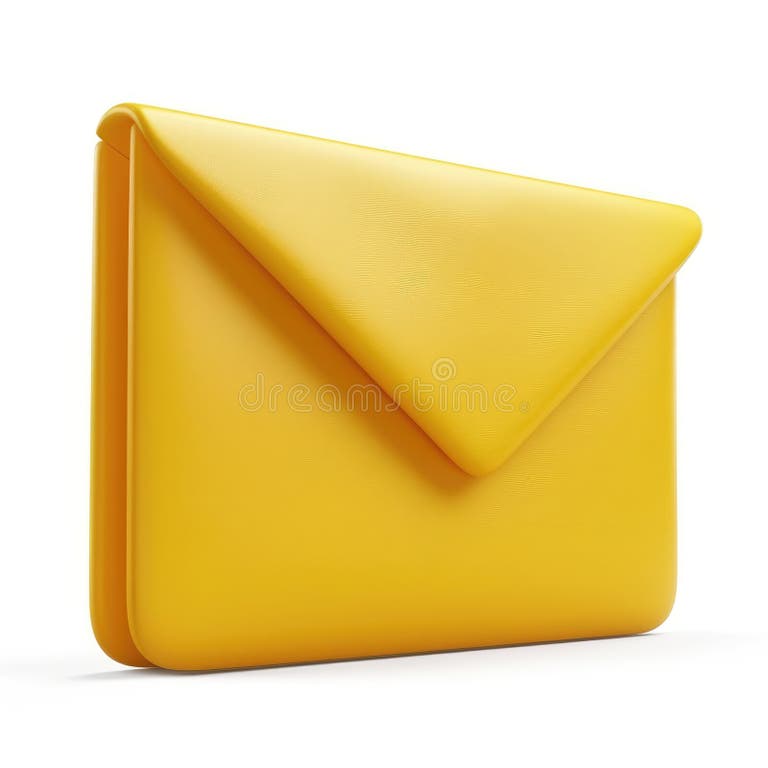 Golden Yellow Envelope Icon, 3D Render, Digital Mail Graphic Stock ...