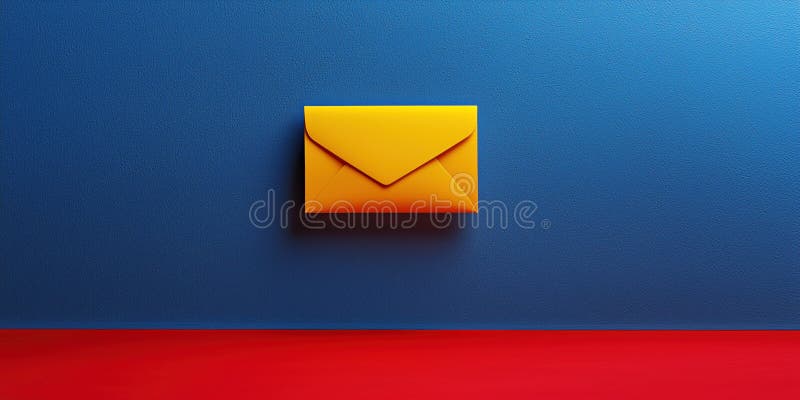 Bright Yellow Envelope Resting Against Bold Blue and Red Backdrop with ...