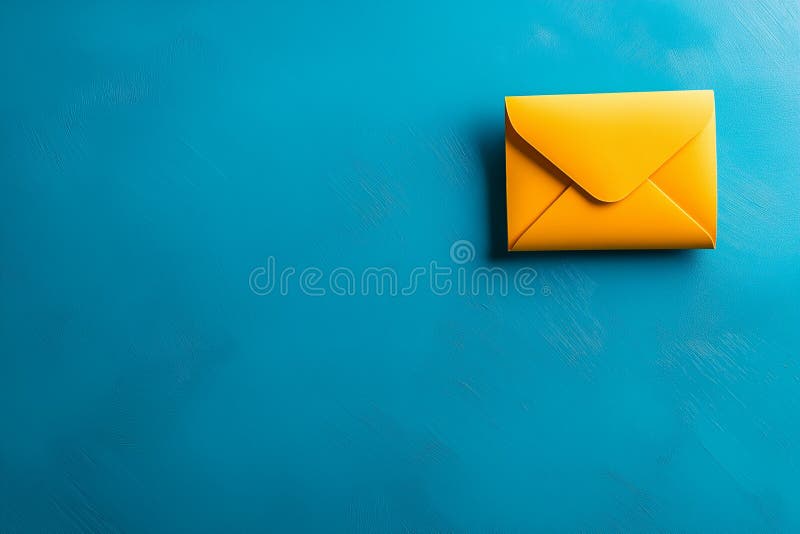 Bright Yellow Envelope on Vibrant Blue Background, Symbolizing ...