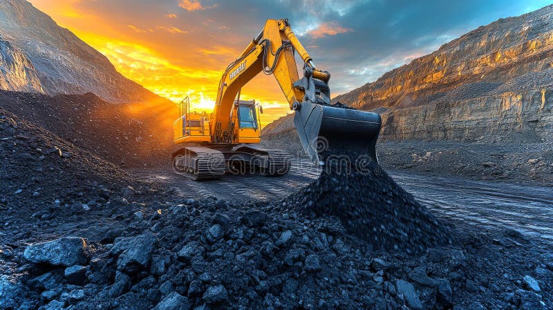 Excavator Coal Mine Dramatic Sunset Sky Stock Photos - Free & Royalty ...