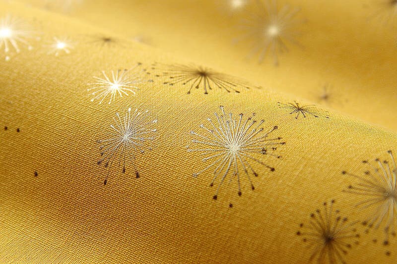 Bright Yellow Fabric with Delicate Floral Patterns Creates a Cheerful ...