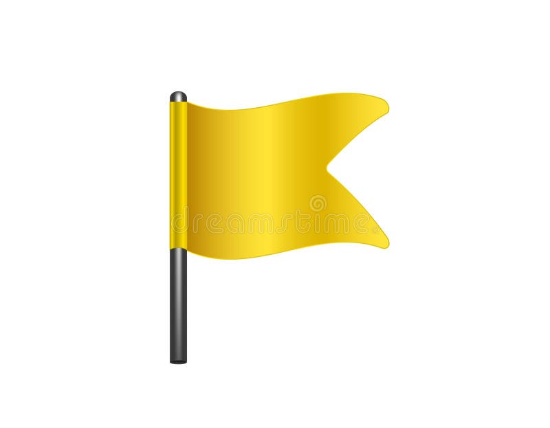 Bright Yellow Flag Waving on Black Pole Stock Vector - Illustration of ...