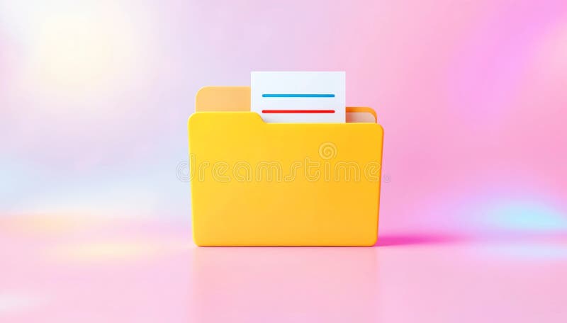 Bright Yellow Folder on Colorful Background with Document Inside Stock ...