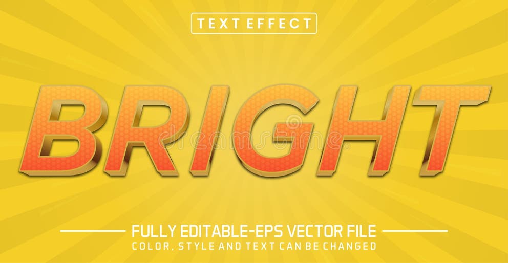 Bright Yellow Font Text Effect Editable Stock Vector - Illustration of ...