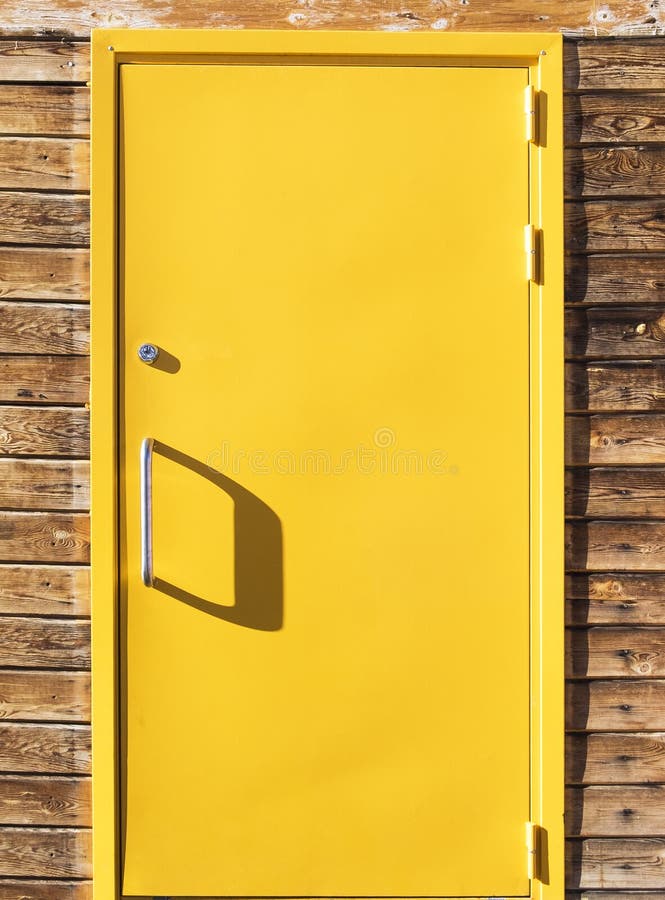 Bright Yellow Front Door with the Shadows Stock Image - Image of color ...