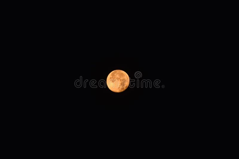 Bright Yellow Full Moon Floating on Sky in Morning Stock Image - Image ...