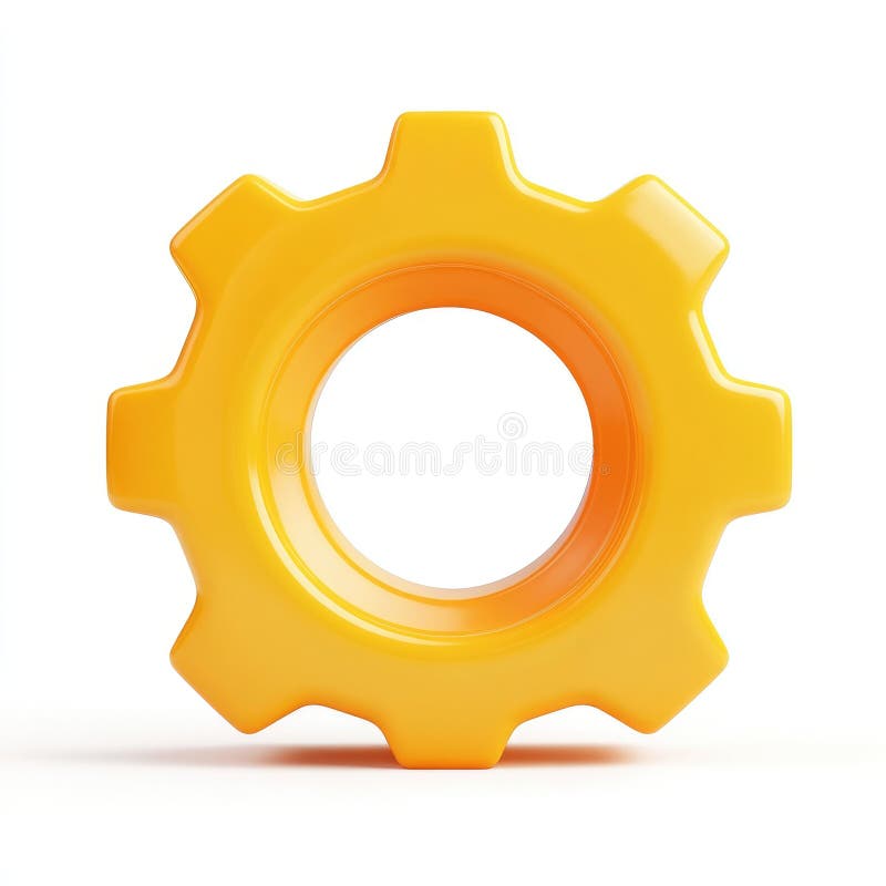 Bright Yellow Gear Cogwheel 3D Render Stock Illustration - Illustration ...