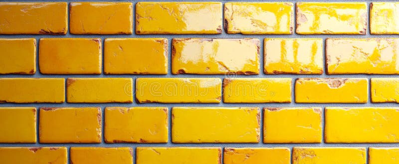 Bright Yellow Glazed Tiles on a Wall Stock Image - Image of interior ...