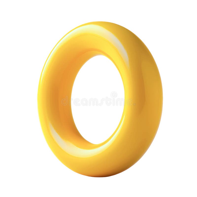Bright Yellow Glossy Ring Shape 3D Render Art Gold Torus Stock ...
