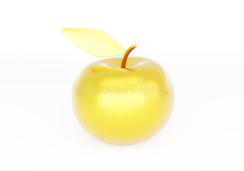 Bright Yellow Golden Apple Isolated on White, Apple of Youth, Apple of ...