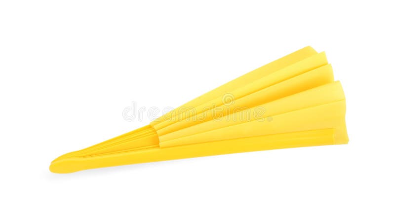 Bright Yellow Hand Fan Isolated on White Stock Photo - Image of elegant ...