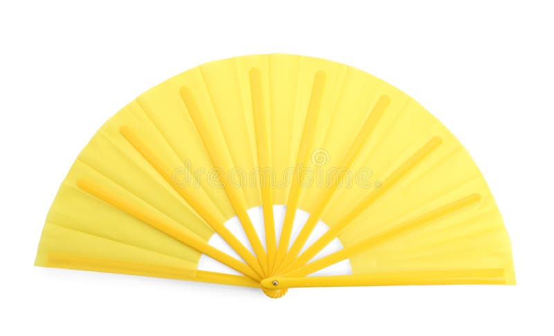 Bright Yellow Hand Fan Isolated on White, Top View Stock Image - Image ... Bright Yellow Hand Fan Isolated on White, Top View Stock Image - Image ...