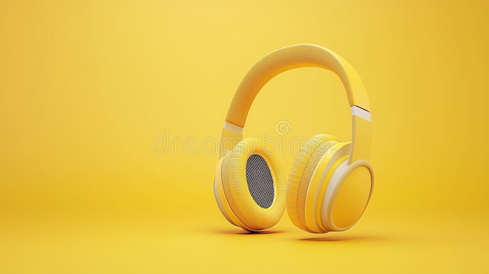 Bright Yellow Headphones Pop on Yellow Stock Image - Image of arts ...
