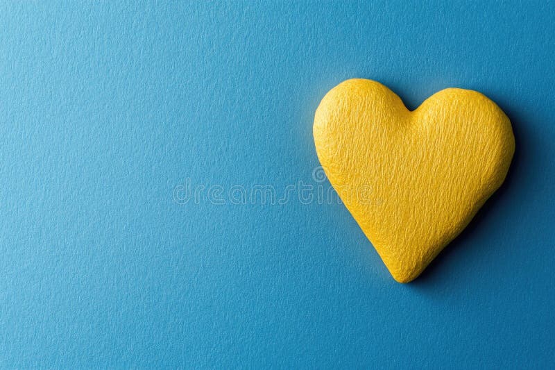 A Bright Yellow Heart Symbol on a Calm Blue Background Stock Image ...