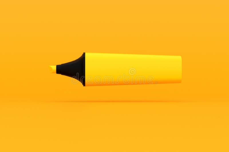 Bright Yellow Highlighter Pen Floating on Yellow Background Stock ...