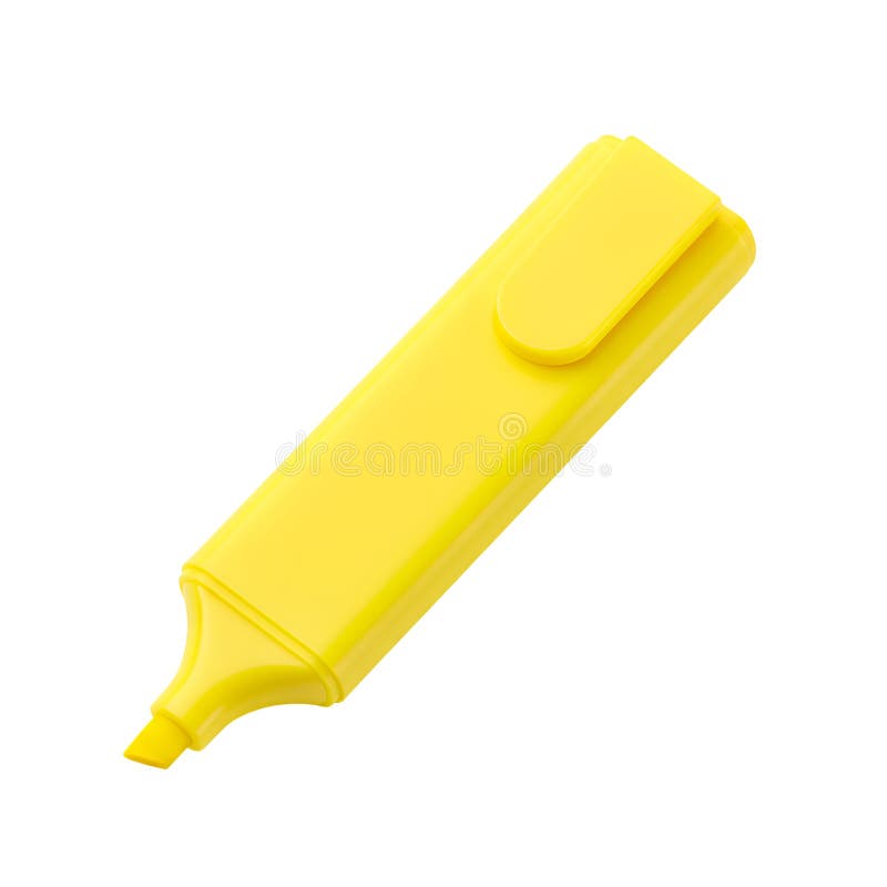 Bright Yellow Highlighter Pen Isolated Black Background Tool Work Color ...