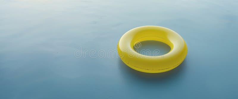 Bright Yellow Inflatable Pool Ring on a Smooth Blue Surface Stock Image ...