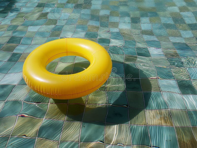 Yellow Inflatable Ring Floating in a Pool Stock Photo - Image of green ...