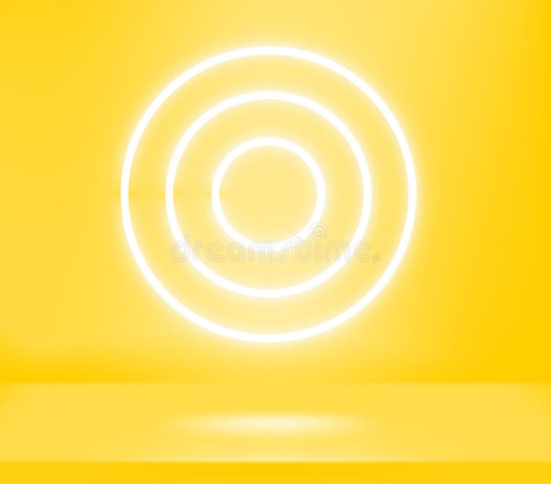 Bright Yellow Interior with Circle Neon Glowing Lamps Stock Vector ...