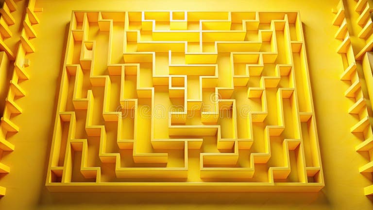 A Bright Yellow Intricate Labyrinth Puzzle Design for Problem Solving ...