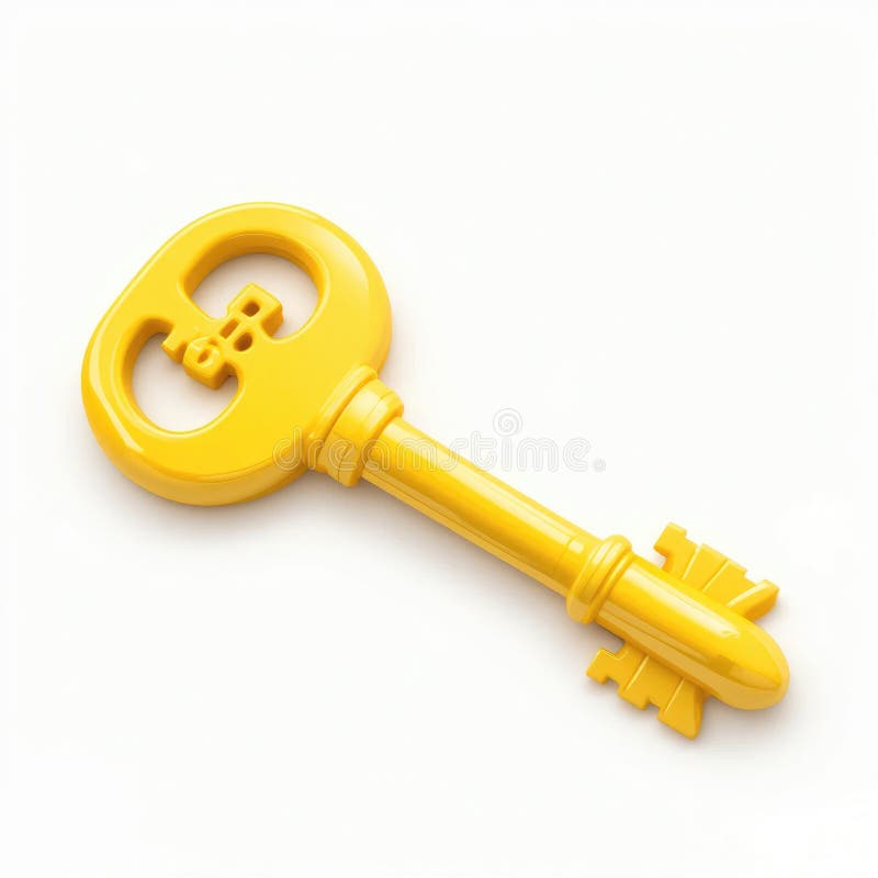 Bright Yellow Key on White Background Symbolizing Security and Success ...