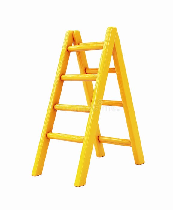 Bright Yellow Ladder with Four Steps Ideal for Home Improvement and ...