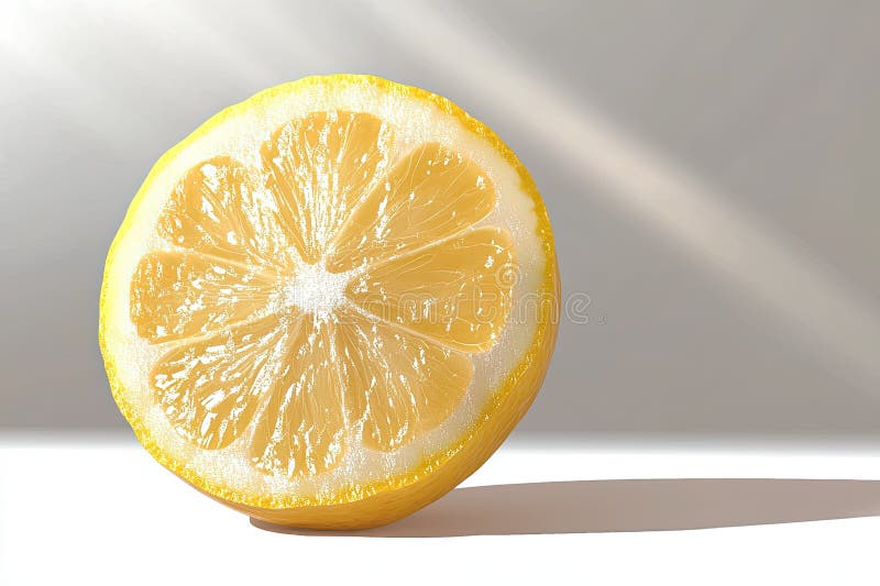 Bright Yellow Lemon Slice on White Background Stock Illustration ...