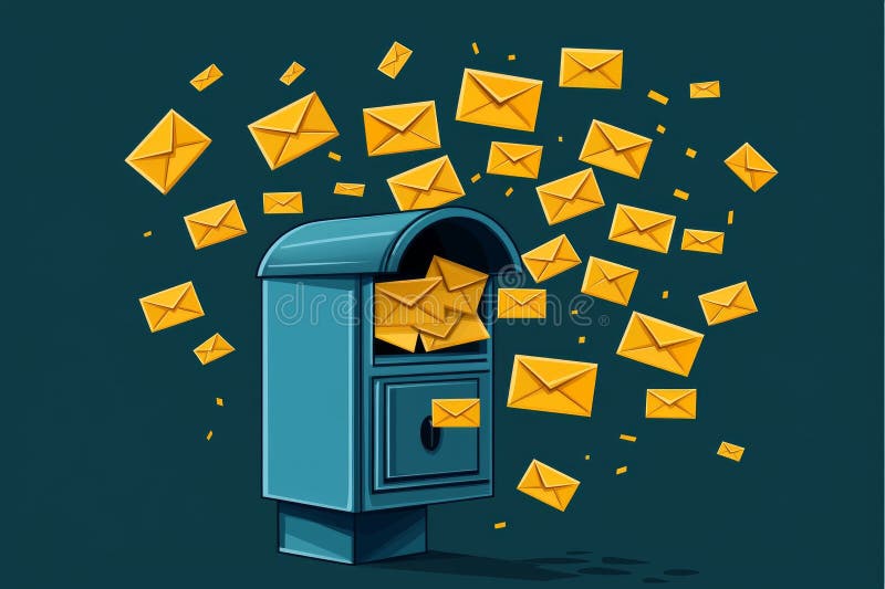 A Bright Red Mailbox Near the Street. Generative AI Stock Illustration ...