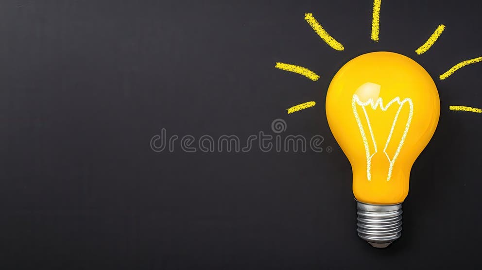 Bright Yellow Light Bulb with Animated Shining Rays on a Dark ...