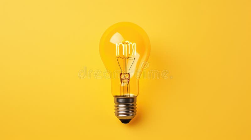 A Bright Yellow Light Bulb on a Matching Yellow Background. Perfect for ...