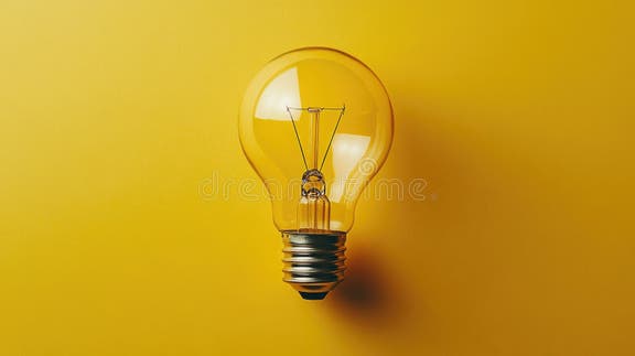 A Bright Yellow Light Bulb is Mounted on a Yellow Background, Creating ...