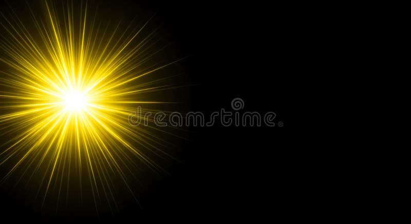 Bright Yellow Light Burst on Black Background for Graphic Design Stock ...