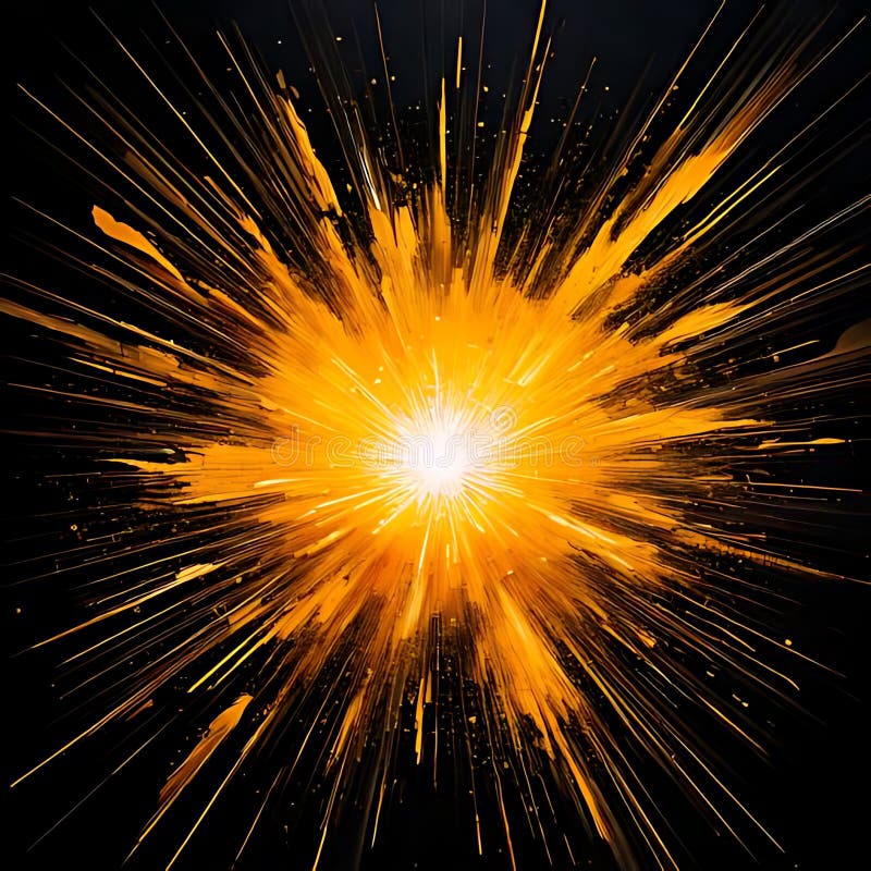 Bright Yellow Light Explodes, with Fragments and Streaks Reaching Out ...