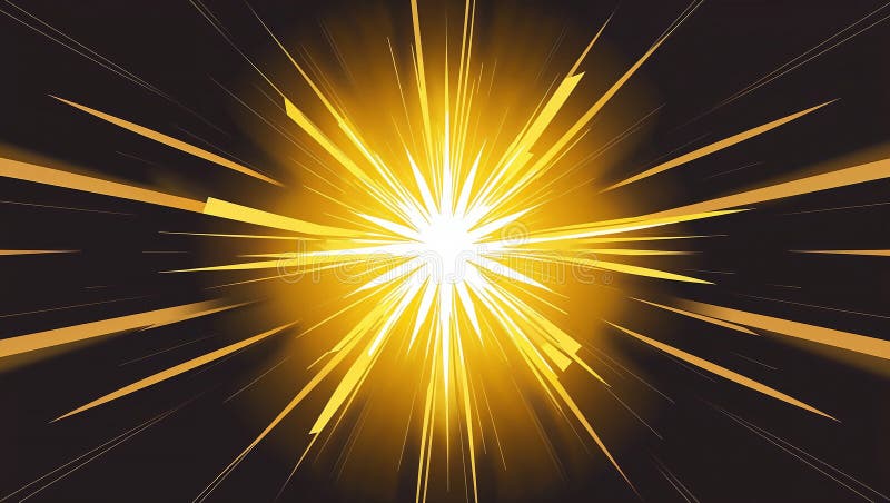 Bright Yellow Light Exploding and Generating Speed Lines on a Black ...