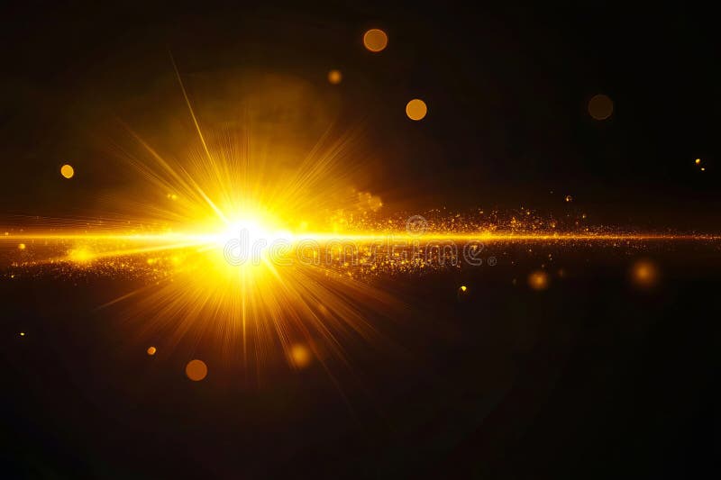 A Bright Yellow Light Shines Brightly in the Dark Stock Photo - Image ...