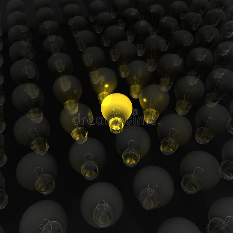 A Bright Yellow Lightbulb - A 3d Image Picture. Image: 14275209