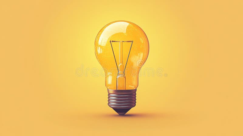 Bright Yellow Lightbulb on Yellow Background Generative AI Stock ...