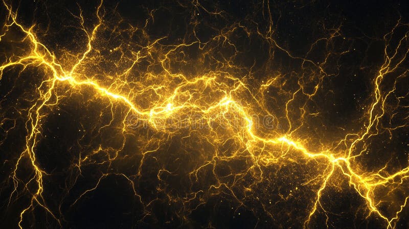 Bright Yellow Lightning Bolt Pattern Against a Dark Backdrop Creating a ...